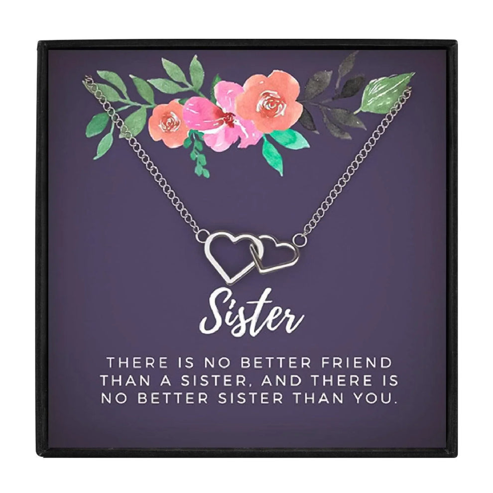 Interlock Double Heart Necklace for Sister - Custom Sister Necklace ...
