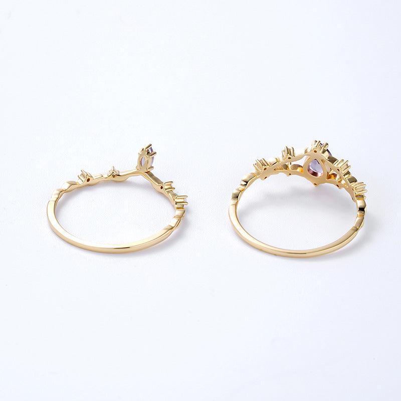 Best S925 Silver Plated 14k Gold Amethyst Ring Set in 2023 – Hunny Life