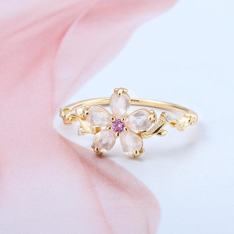 S925 Sterling Silver Crystal Flower Ring – Hunny Life